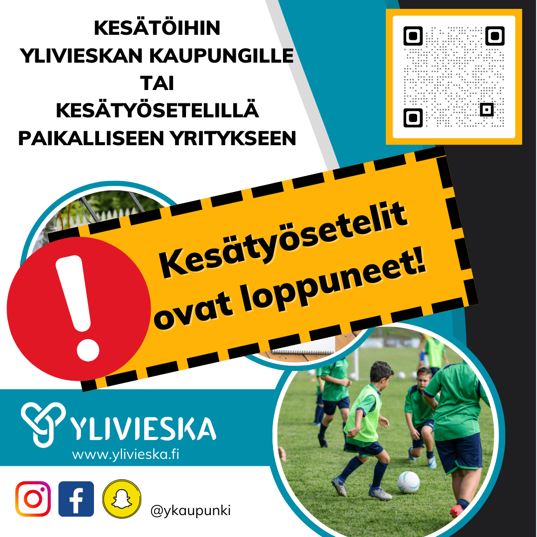 Ylivieskan kaupungin kesätyöt ja kesätyöseteli - Ylivieskan kaupunki